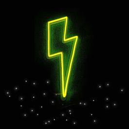 Yellow Neon Lightning Bolt Sign | Aesthetic Neon Lights for Sale